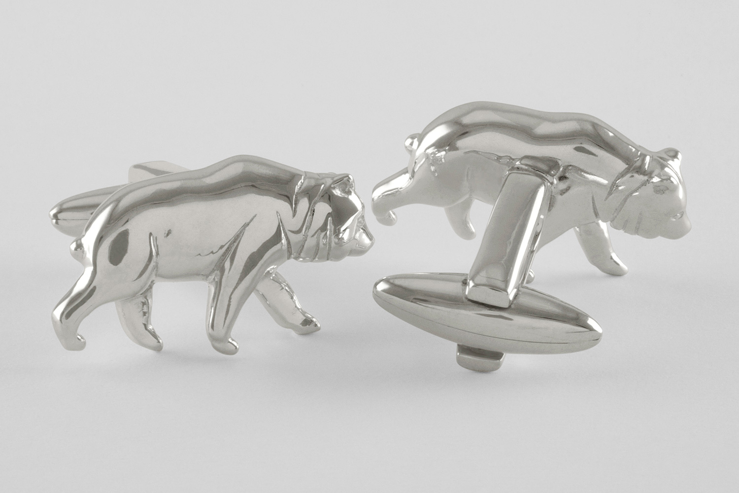 Grizzly Bear Cufflinks in Handcrafted Sterling Silver